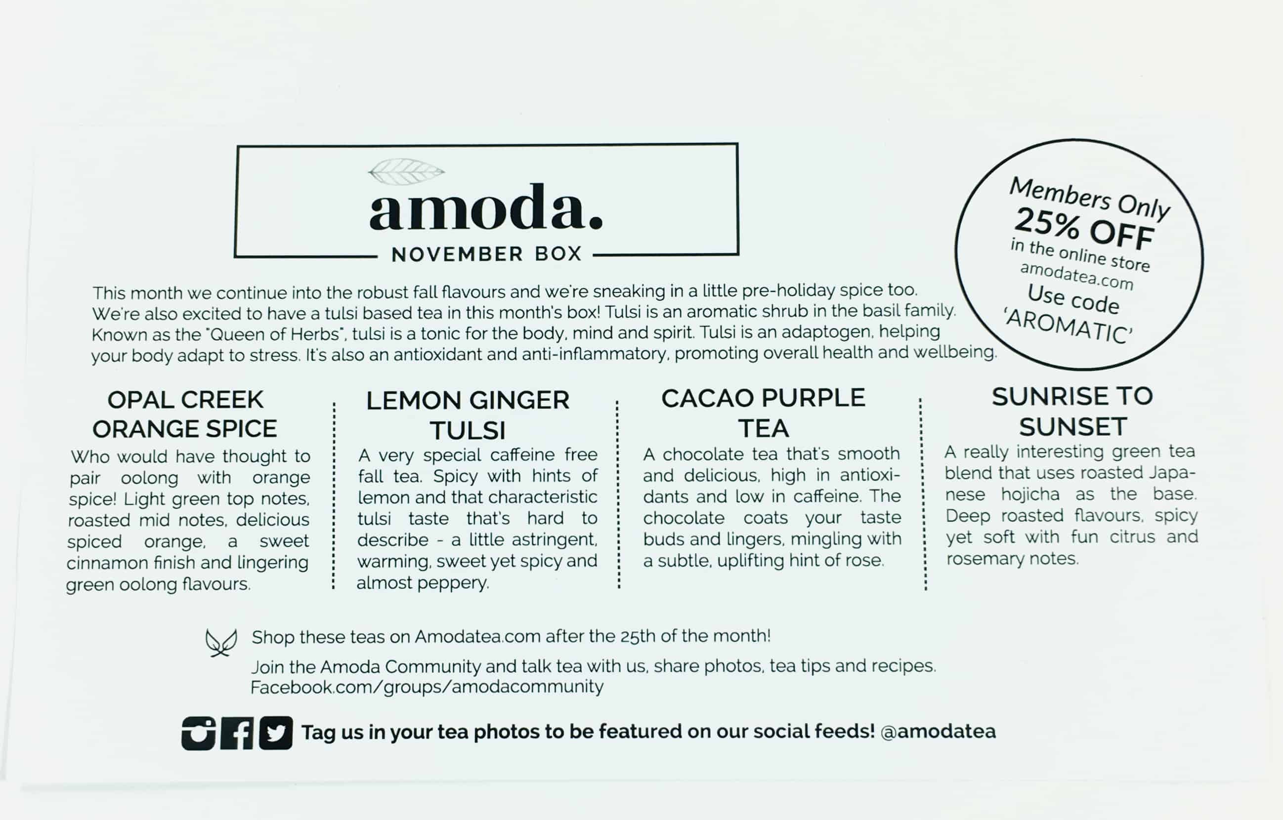 Amoda Tea November 2018 Subscription Box Review + Coupon! - Hello ...