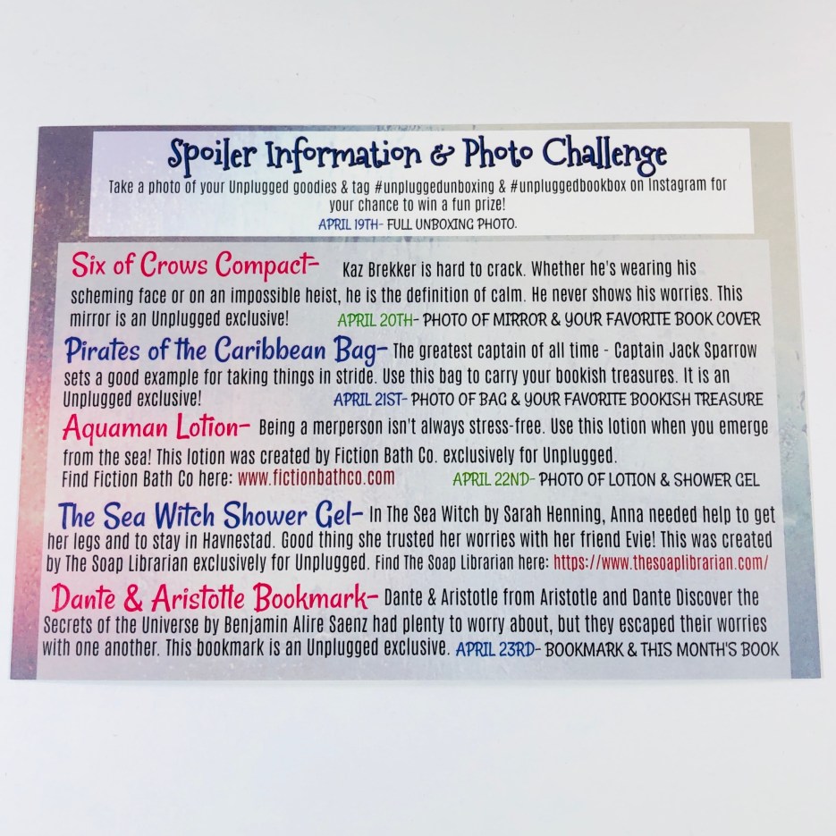 Unplugged Book Box Young Adult April 2019 Subscription Box Review ...