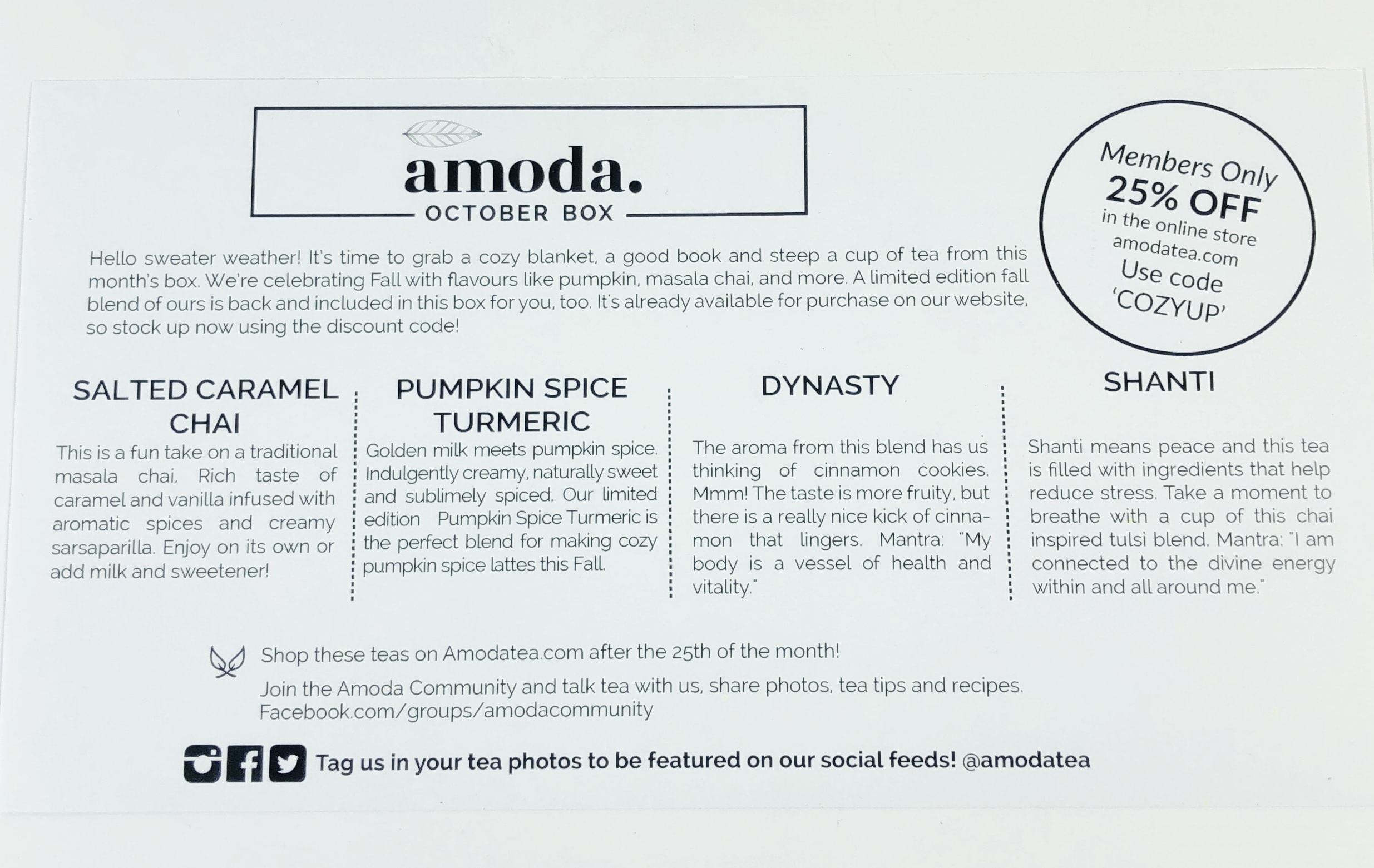 Amoda Tea October 2019 Subscription Box Review + Coupon! - Hello ...