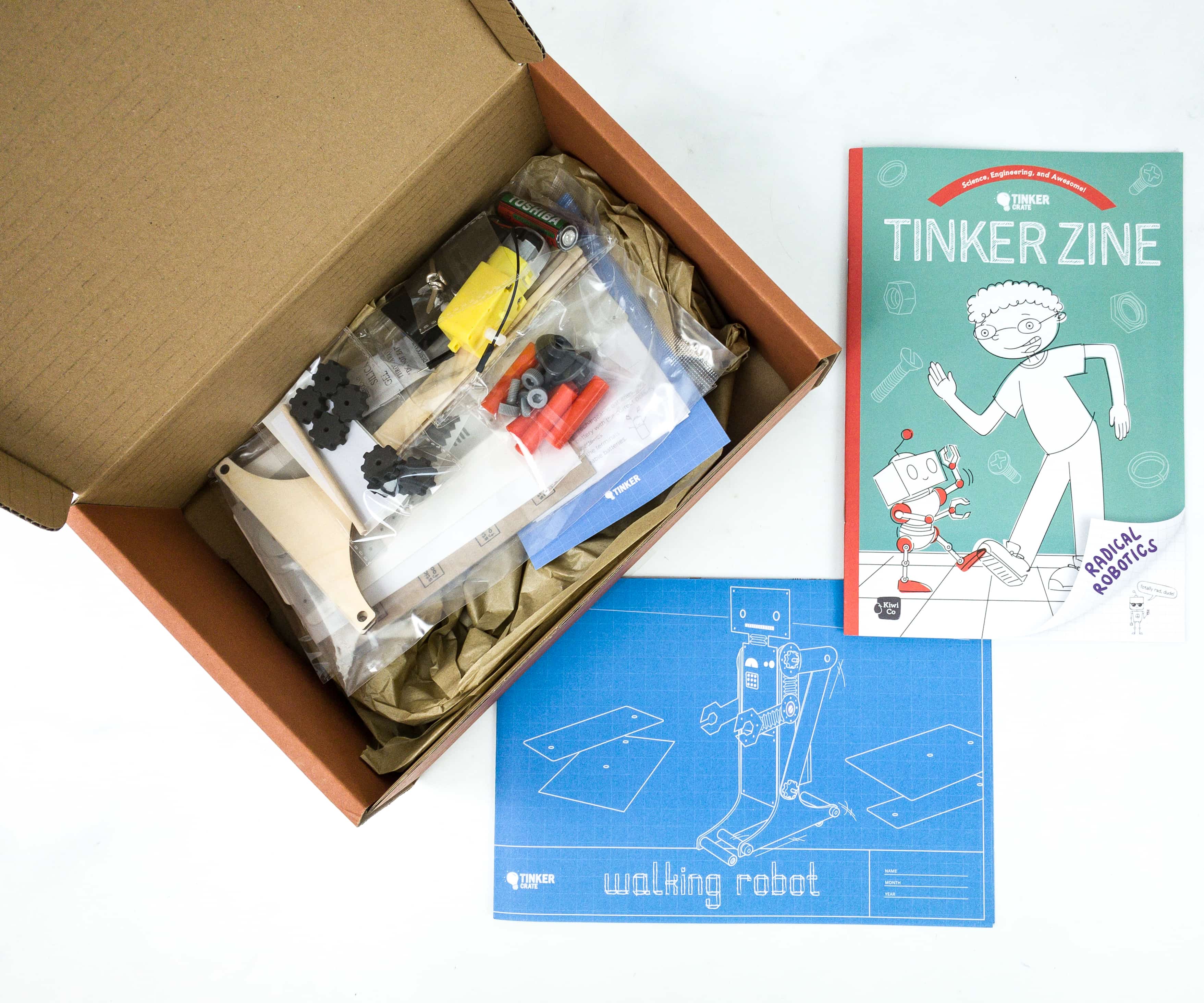 KiwiCo Tinker Crate Review & Coupon - WALKING ROBOT - Hello Subscription