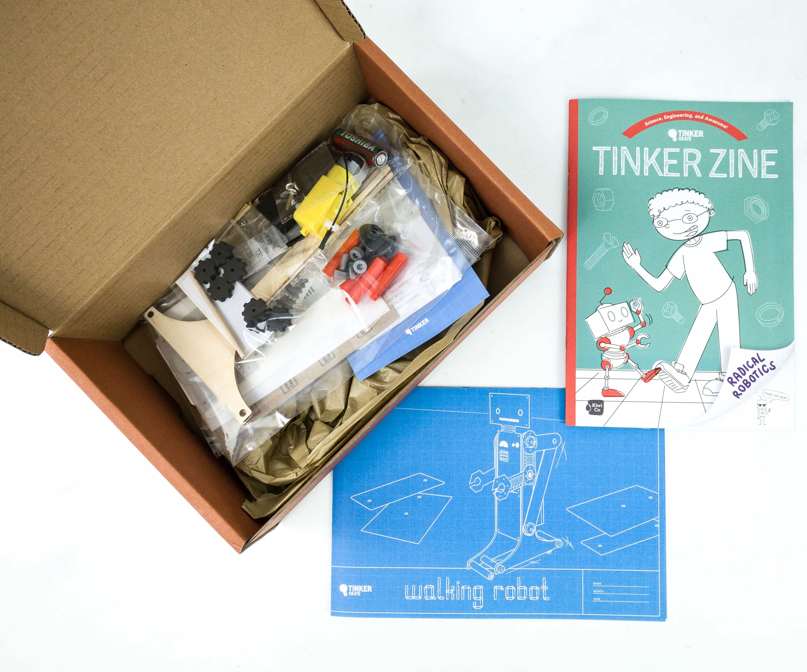 KiwiCo Tinker Crate Review & Coupon - WALKING ROBOT - Hello Subscription