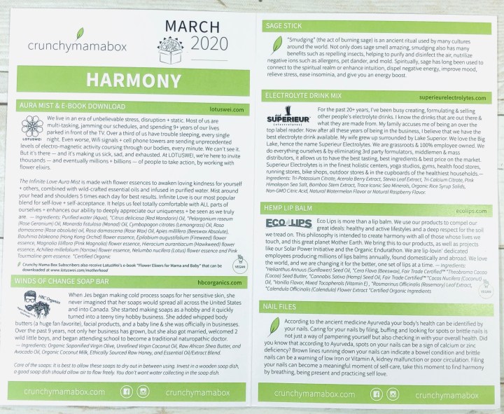 Crunchy Mama March 2020 Subscription Box Review - Hello Subscription