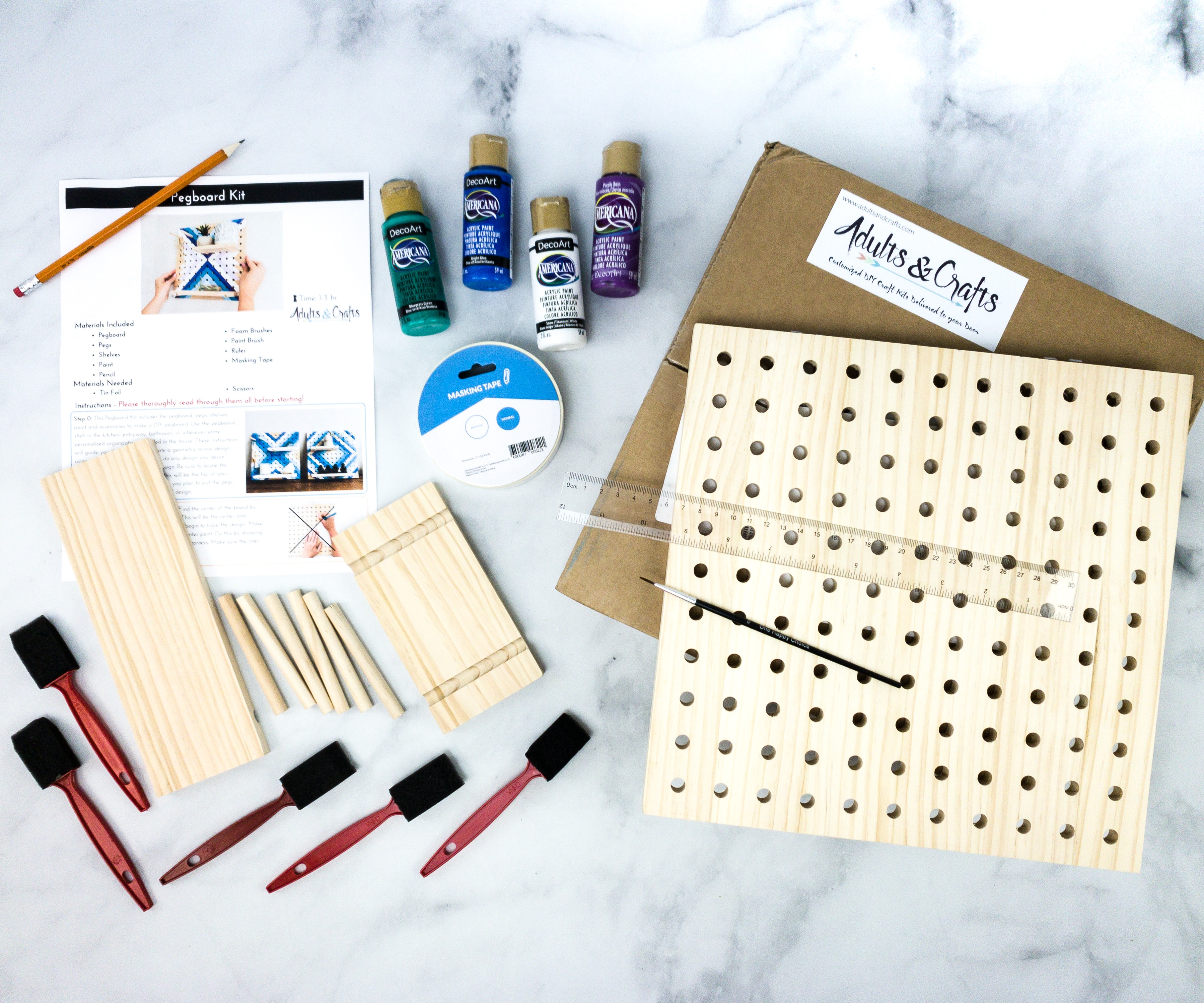 Adults & Crafts Subscription Box Review + Coupon - PEGBOARD KIT - Hello ...