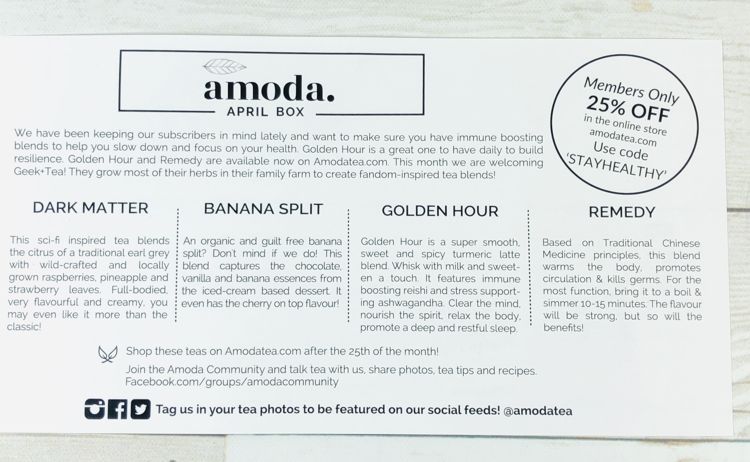 Amoda Tea April 2020 Subscription Box Review + Coupon! - Hello Subscription