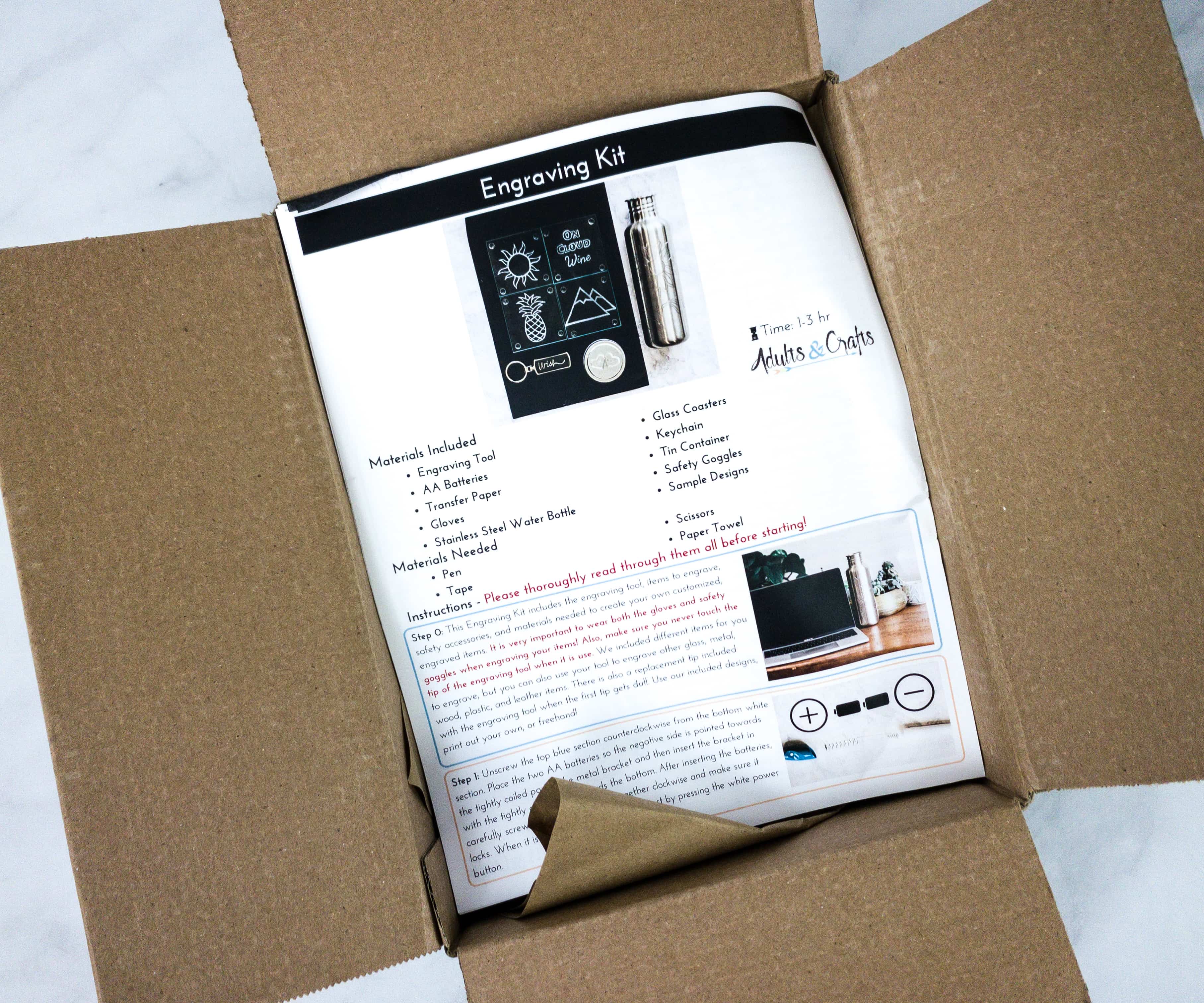 Adults & Crafts Subscription Box Review + Coupon - ENGRAVING KIT ...