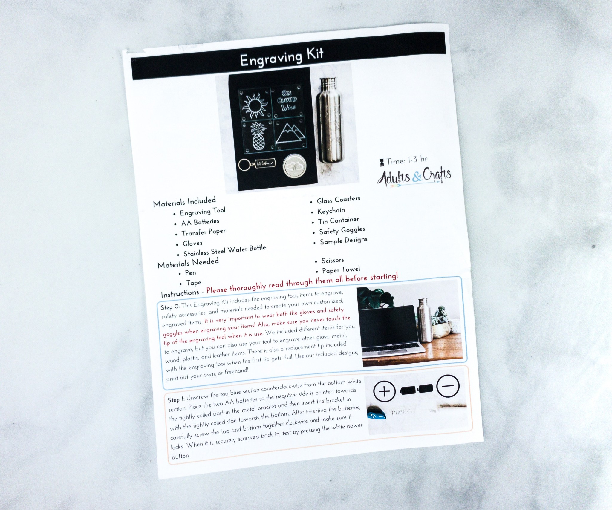 Adults & Crafts Subscription Box Review + Coupon - ENGRAVING KIT ...