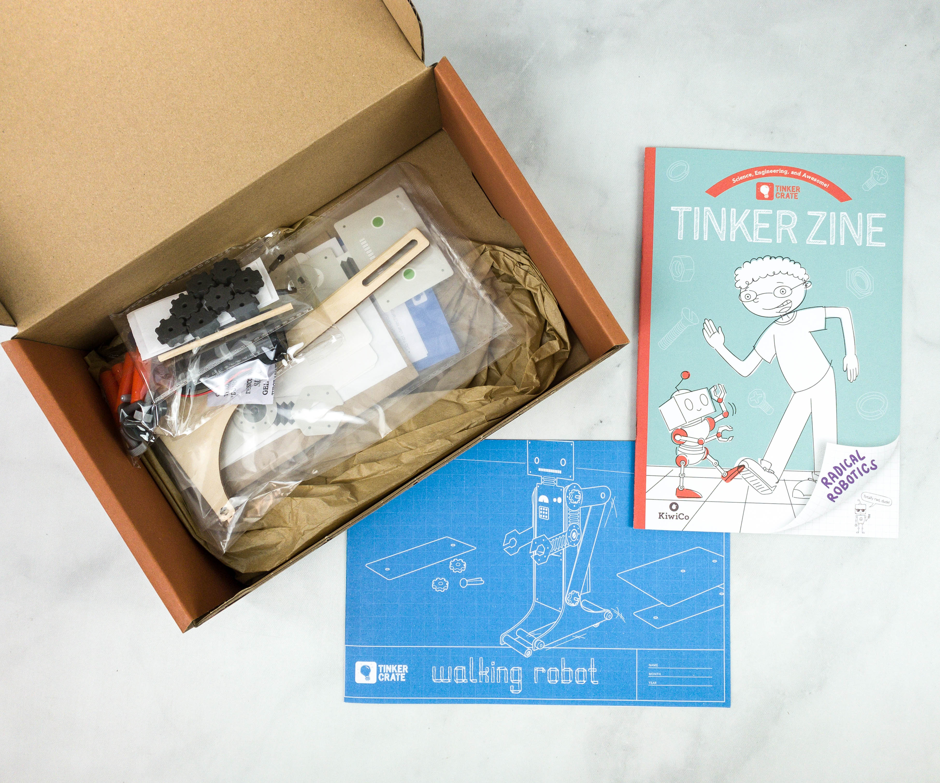 KiwiCo Tinker Crate Review & Coupon - WALKING ROBOT - Hello Subscription