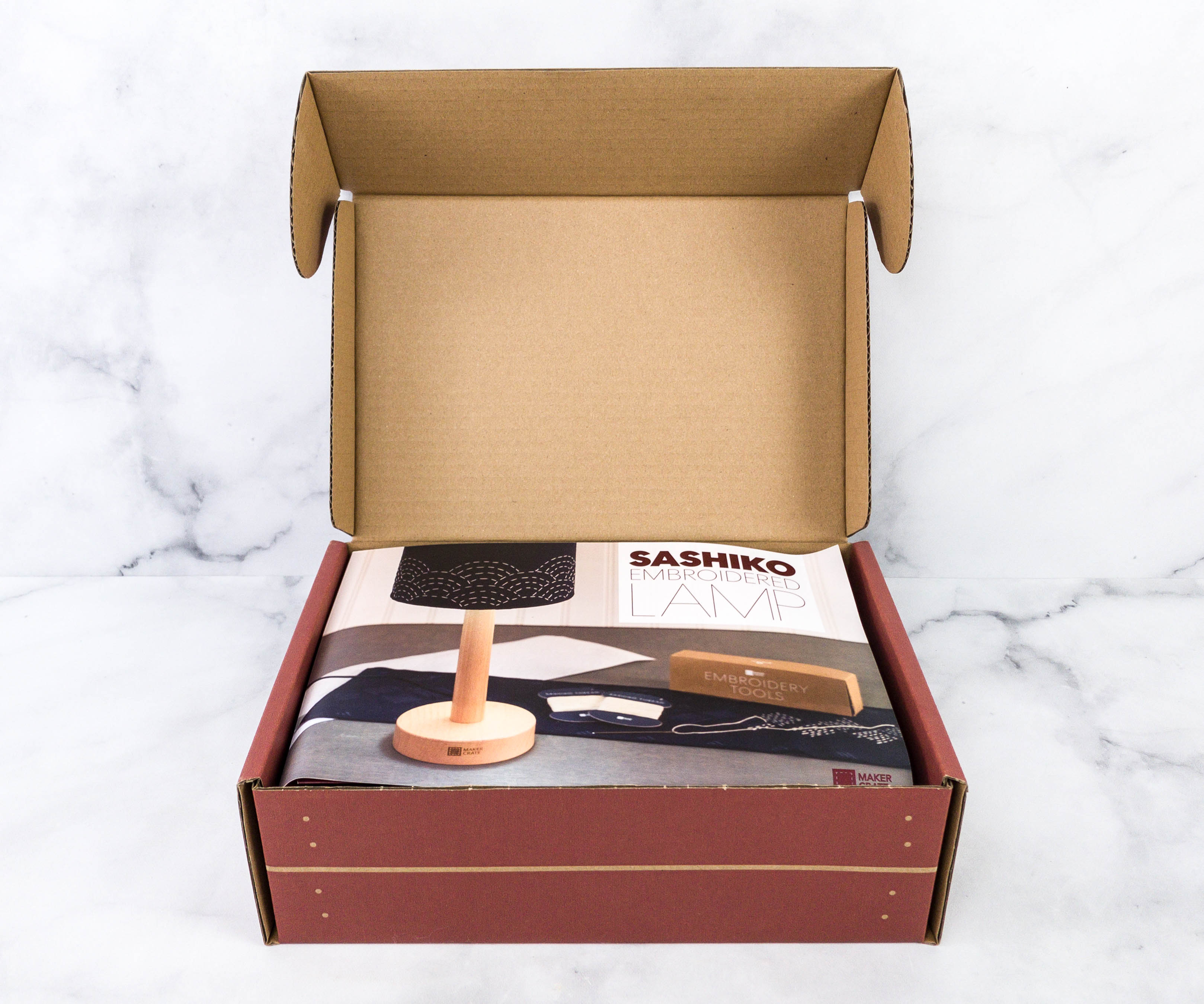 Maker Crate Review + Coupon - SASHIKO EMBROIDERED LAMP - Hello Subscription