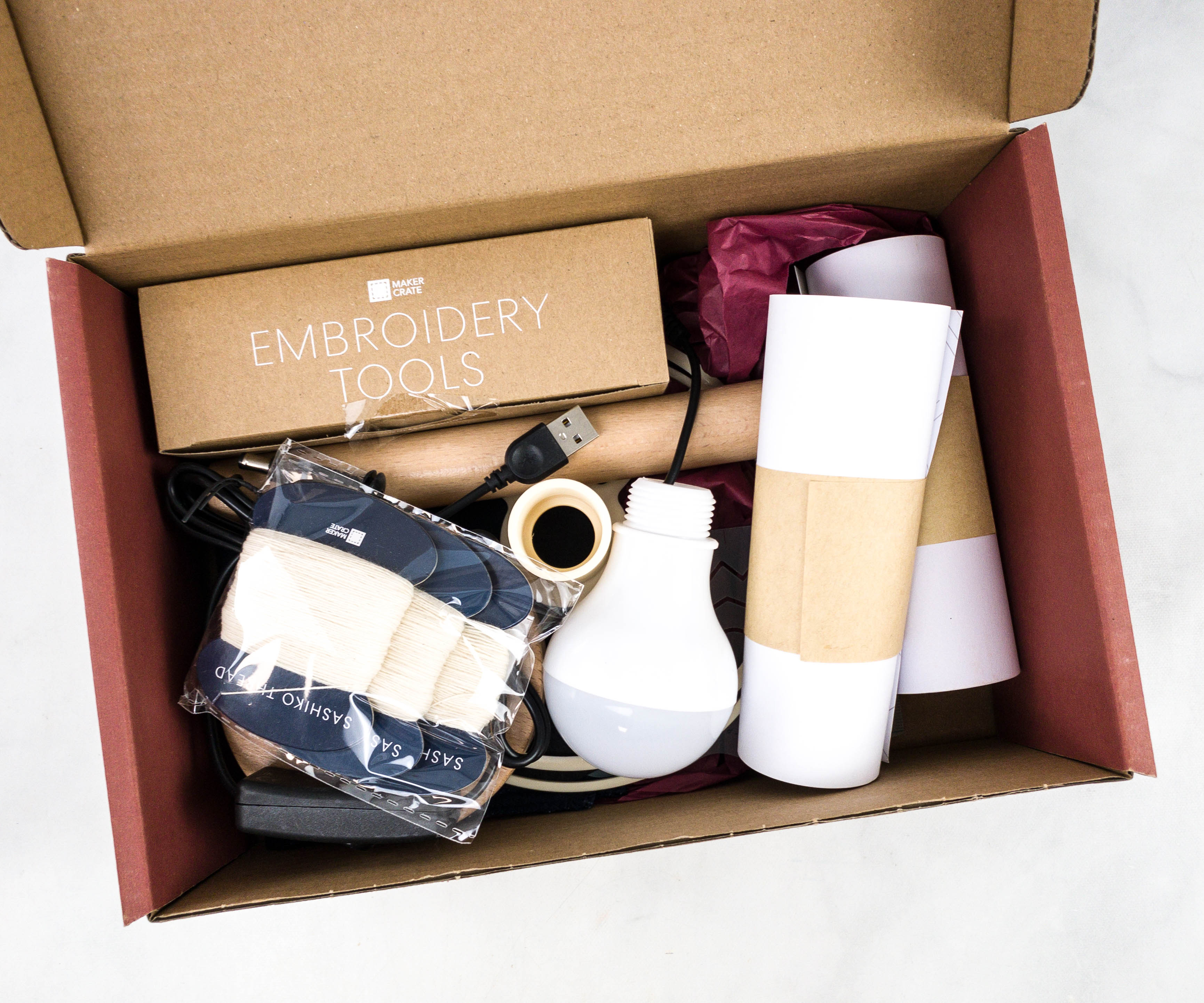 Maker Crate Review + Coupon - SASHIKO EMBROIDERED LAMP - Hello Subscription