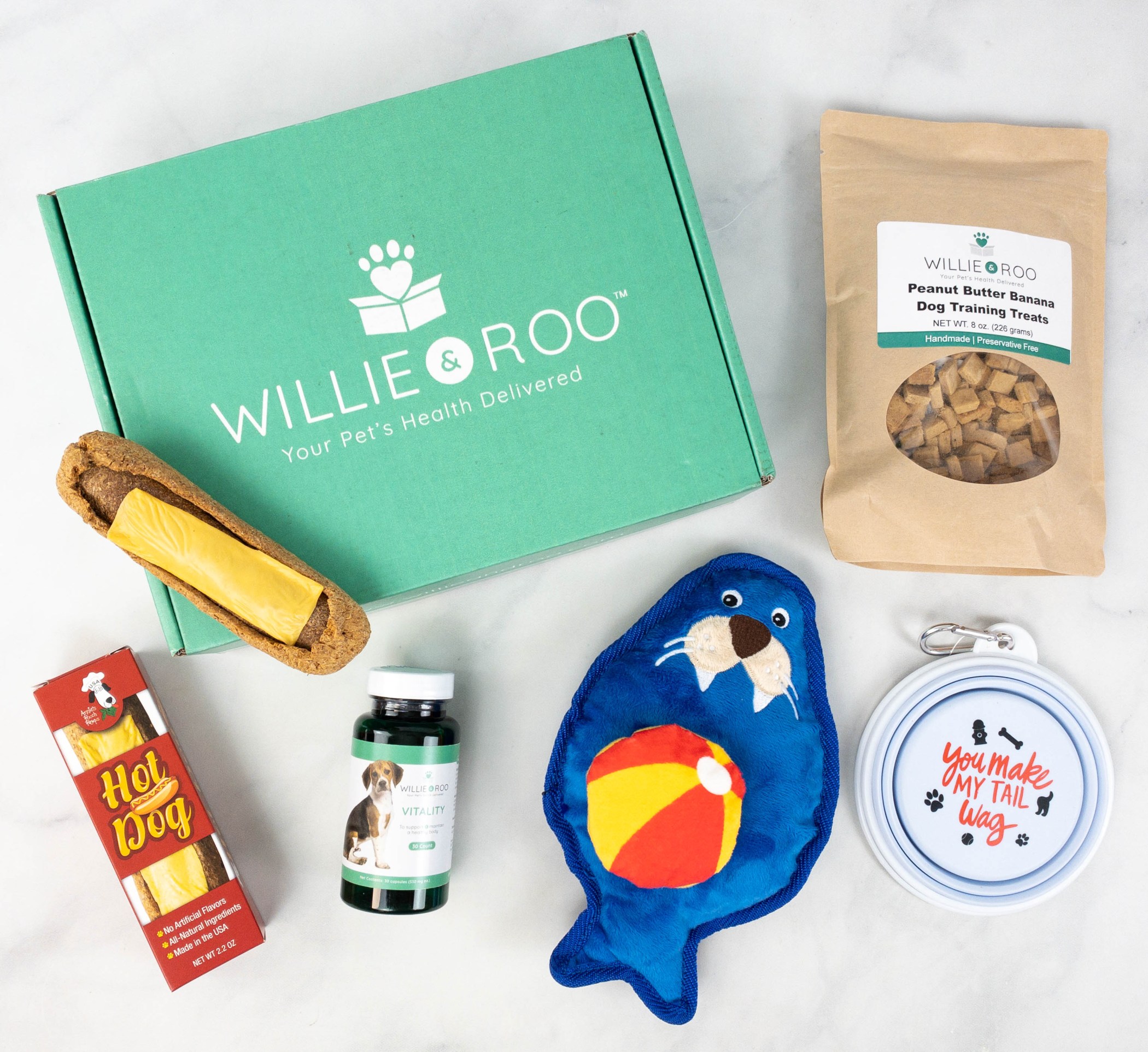 Willie & Roo Dog Subscription Box Review + Coupon - July 2021 - Hello ...