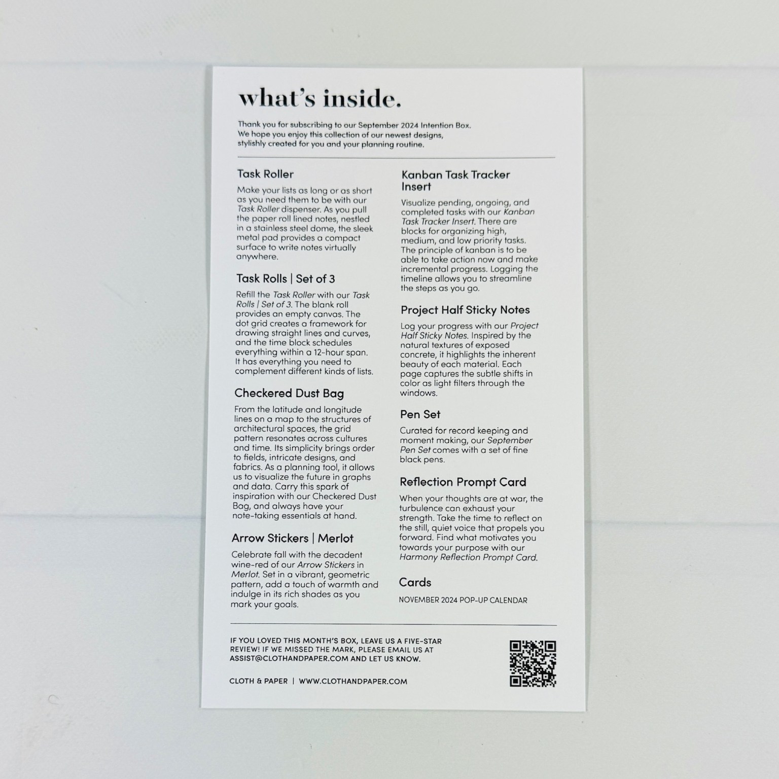 CLOTH & PAPER Intention Box September 2024 Review: The Kanban Method ...