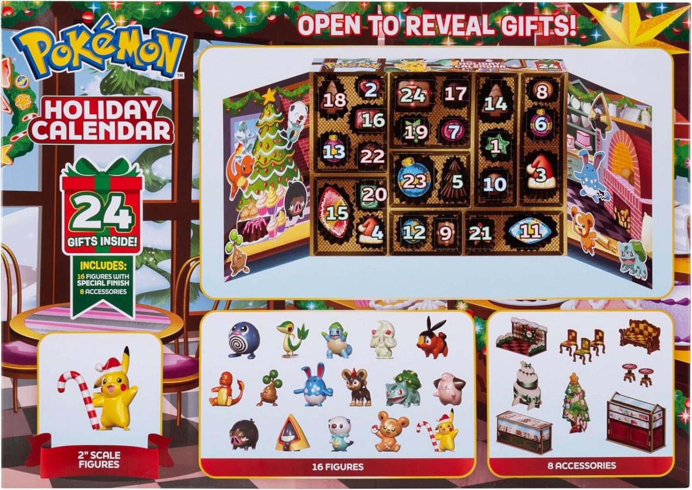 2025 Pokemon Advent Calendar: Featuring 16 Pokemon Battle Figures + 8 ...