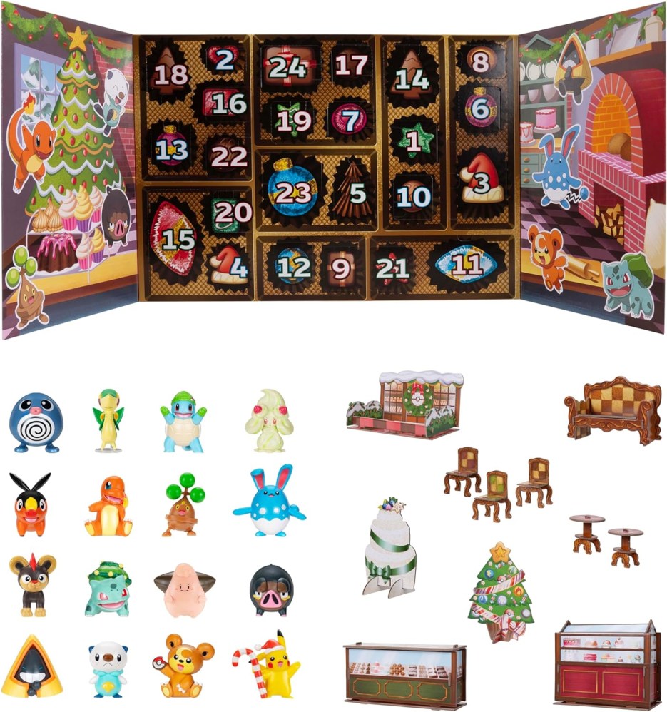 2025 Pokemon Advent Calendar: Featuring 16 Pokemon Battle Figures + 8 ...